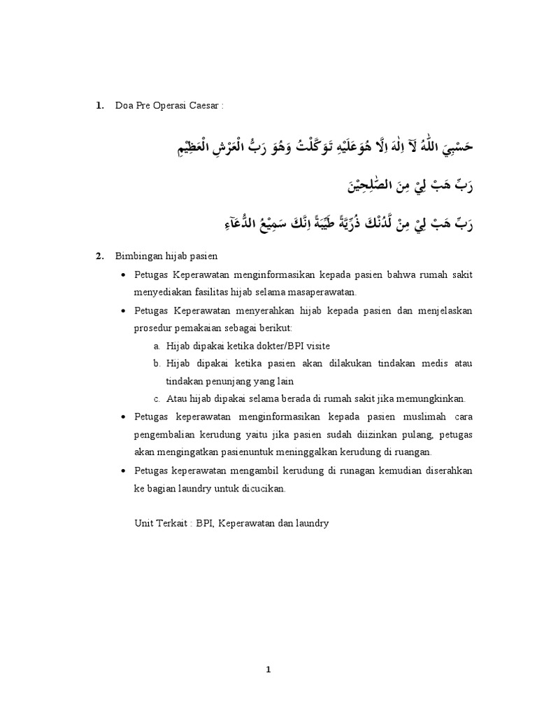 Doa Sebelum Operasi Caesar | PDF
