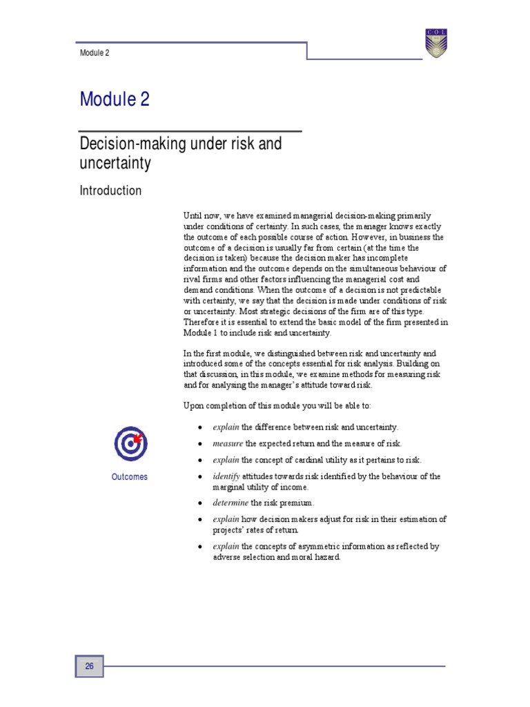 Decision-Making Under Risk and Uncertainty: Outcomes | Download Free ...