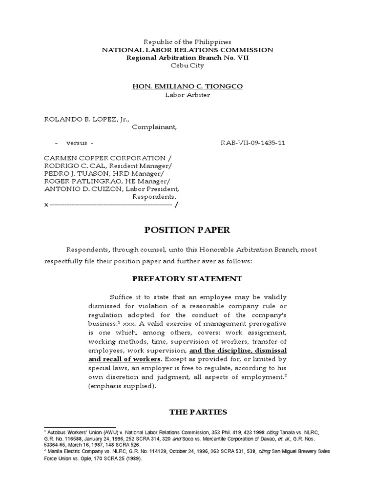 FINAL Position Paper Lopez 22november2011 - Revised-2 | PDF ...