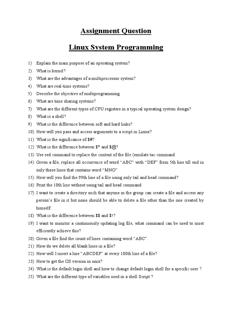 Linux System Programming Question Bank | PDF | Superuser | Computer File