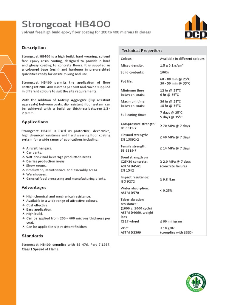 Strongcoat HB400 | PDF | Concrete | Epoxy