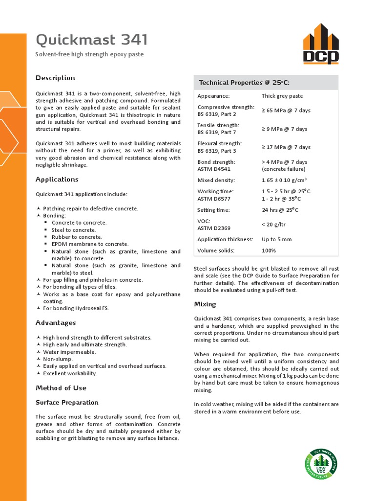 Quickmast 341: A Solvent-Free, High-Strength Epoxy Paste for Structural ...