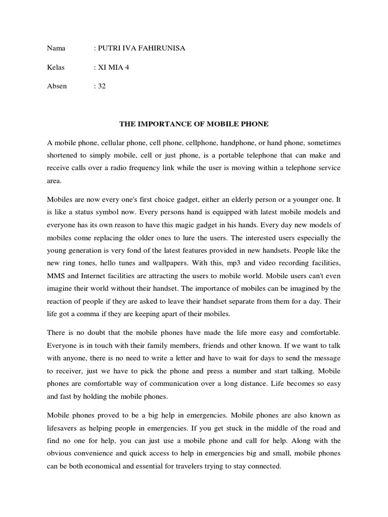 The Importance of Mobile Phone | PDF | Mobile Phones | Telephone