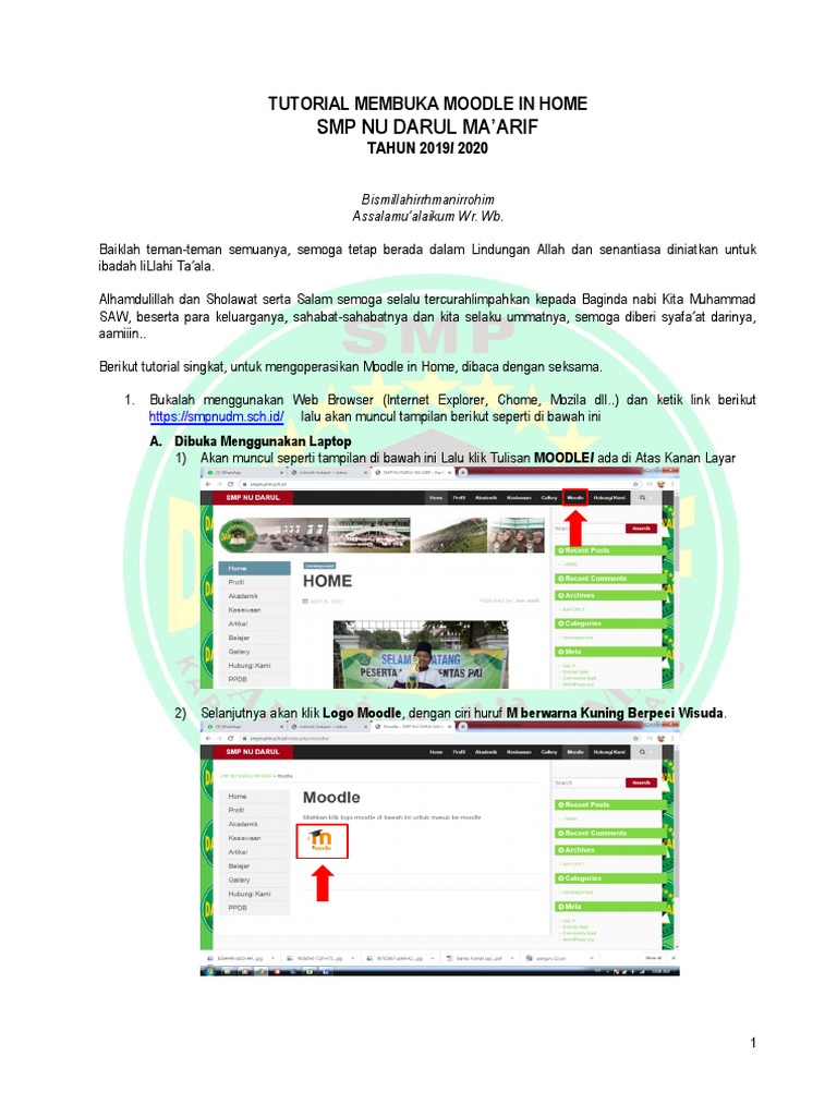 Tutorial Akses Moodle di SMP NU DM | PDF | Komputer