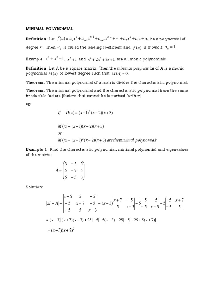 Minimal Polynomial | PDF | Polynomial | Mathematics