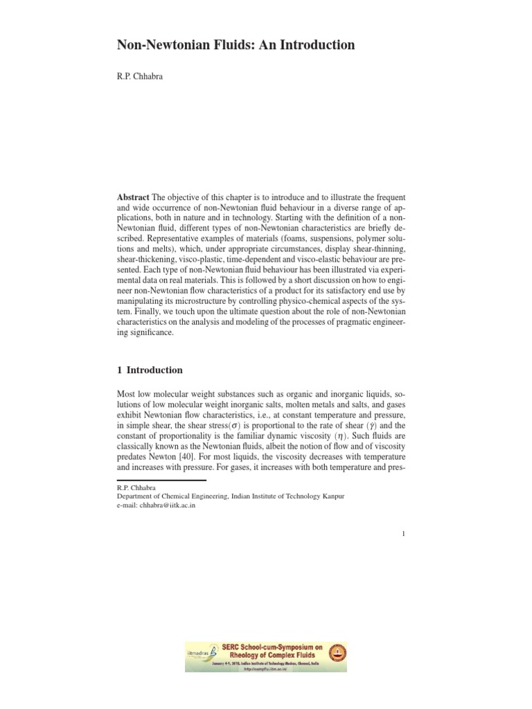 Introduction to Non-Newtonian Fluids | PDF | Viscoelasticity | Viscosity
