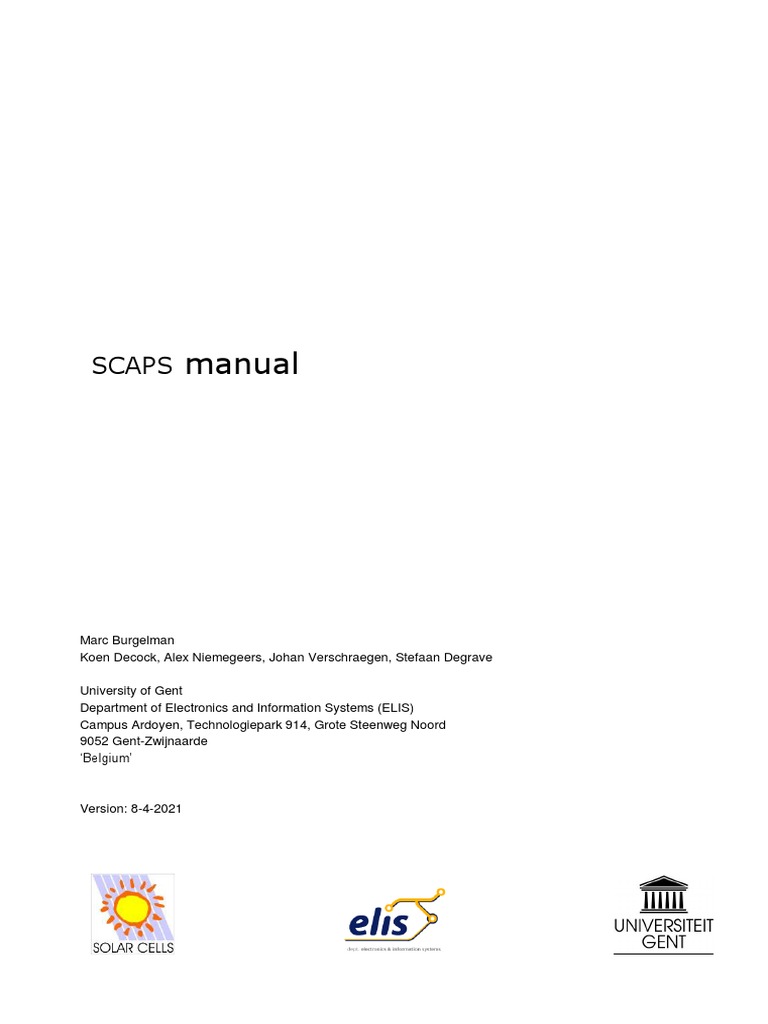 SCAPS Manual Most Recent | PDF | Spectrum | Solar Cell