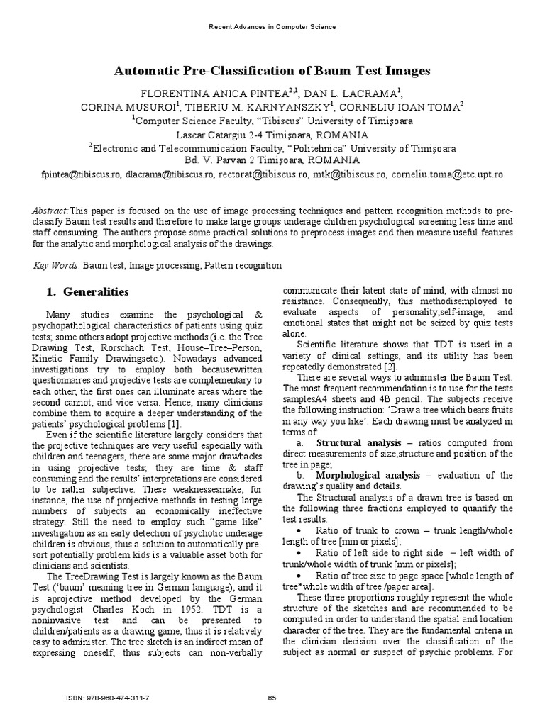 Automatic Pre-Classification of Baum Test Images: 1. Generalities | PDF ...