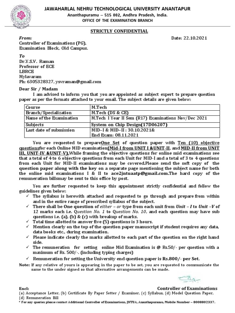 M.Tech Question Paper Setting Guidelines | PDF | Career & Growth ...