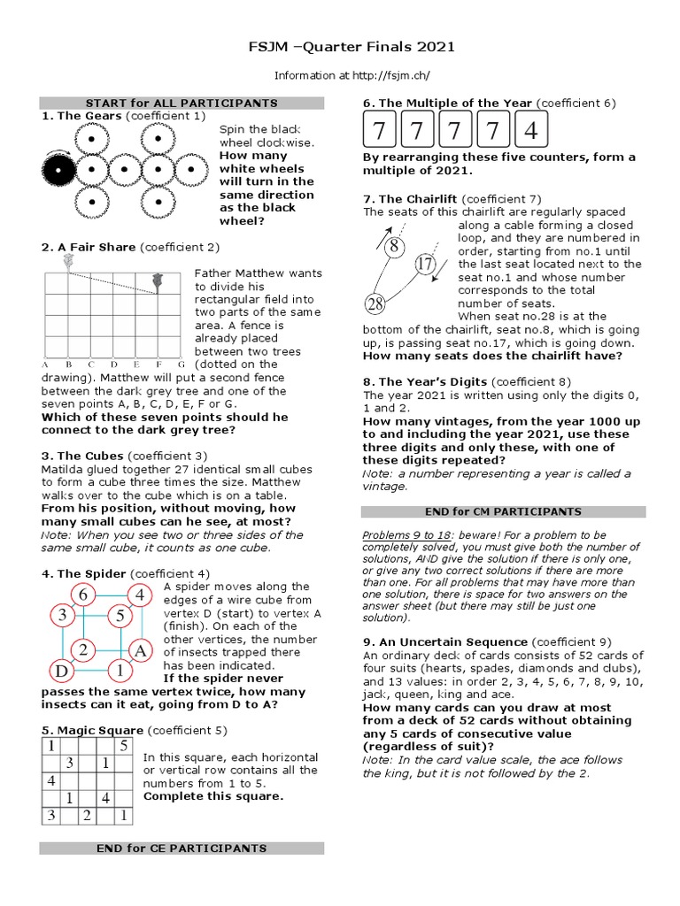 FSJM - Quarter Finals 2021: Information at HTTP://FSJM - CH | PDF ...