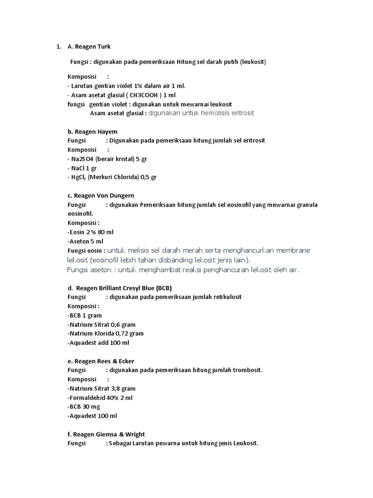 Macam Reagen Hema | PDF