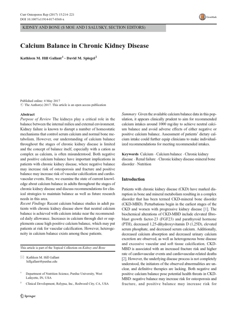 Calcium balance in chronic kidney disease | PDF