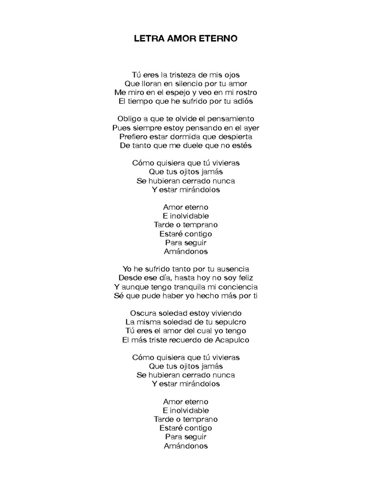 Letra Amor Eterno | PDF
