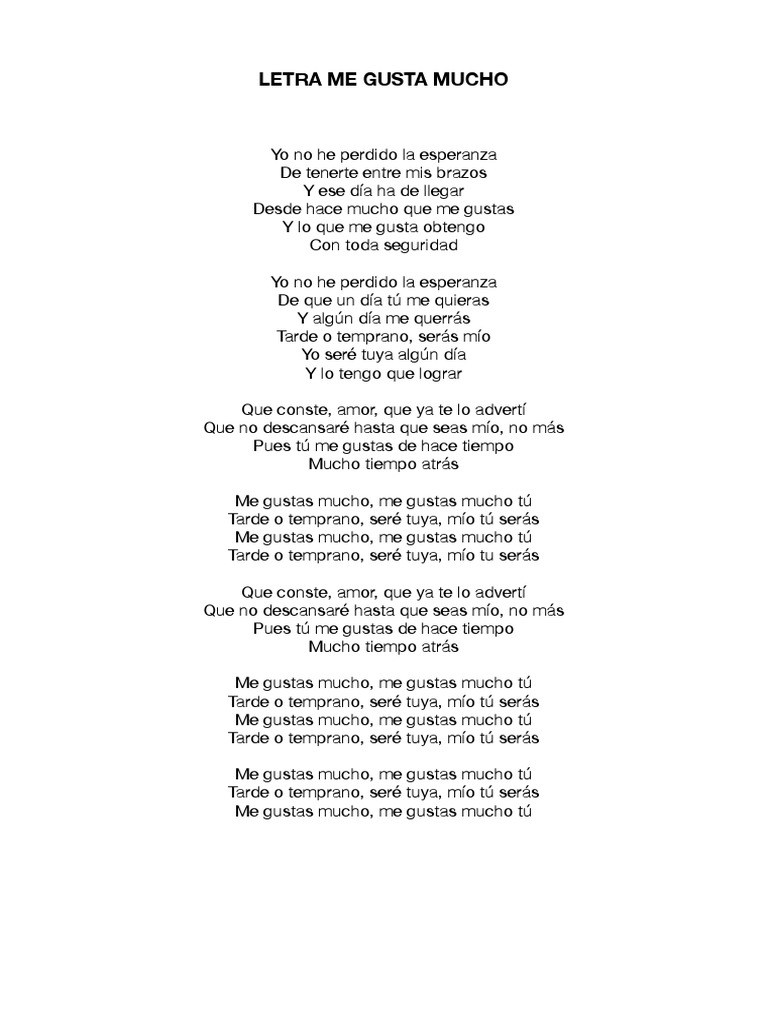Letra Me Gustas Mucho | PDF
