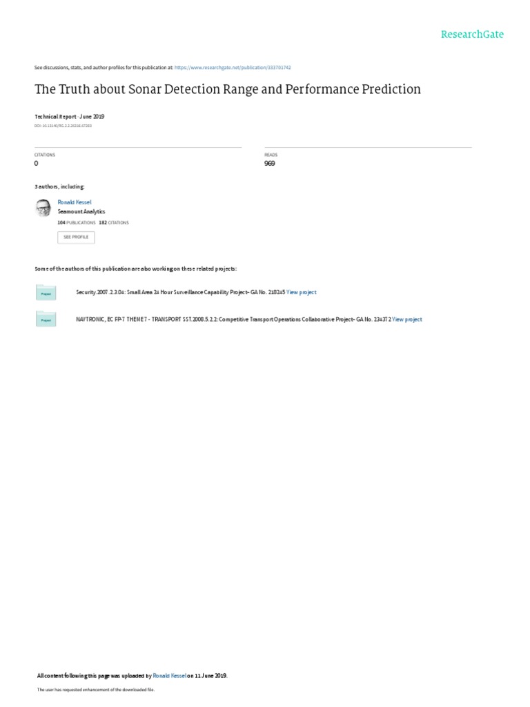 The Truth About Sonar Detection Range and Performance Prediction | PDF | Sonar | Time