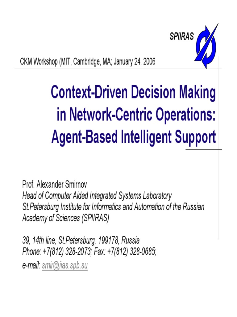 Context-Driven Decision Making in Network-Centric Operations: Agent ...