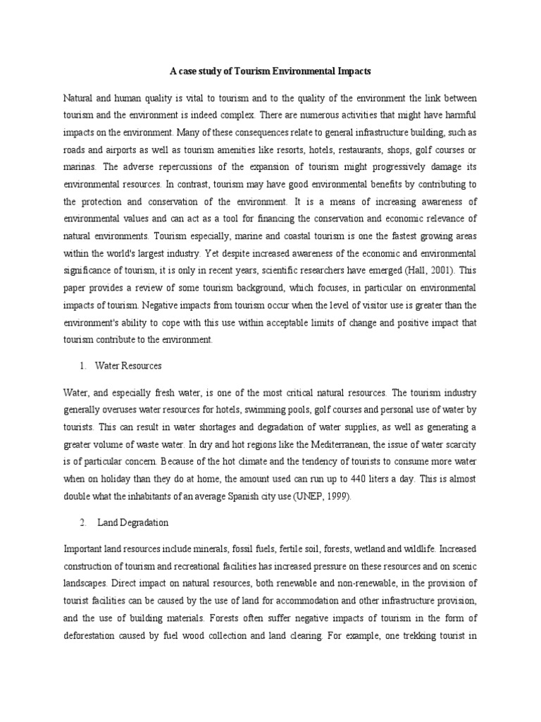 A Case Study of Tourism Environmental Impacts | PDF | Tourism ...