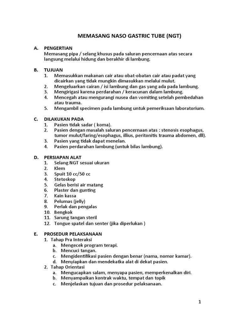 Pemasangan Selang NGT | PDF