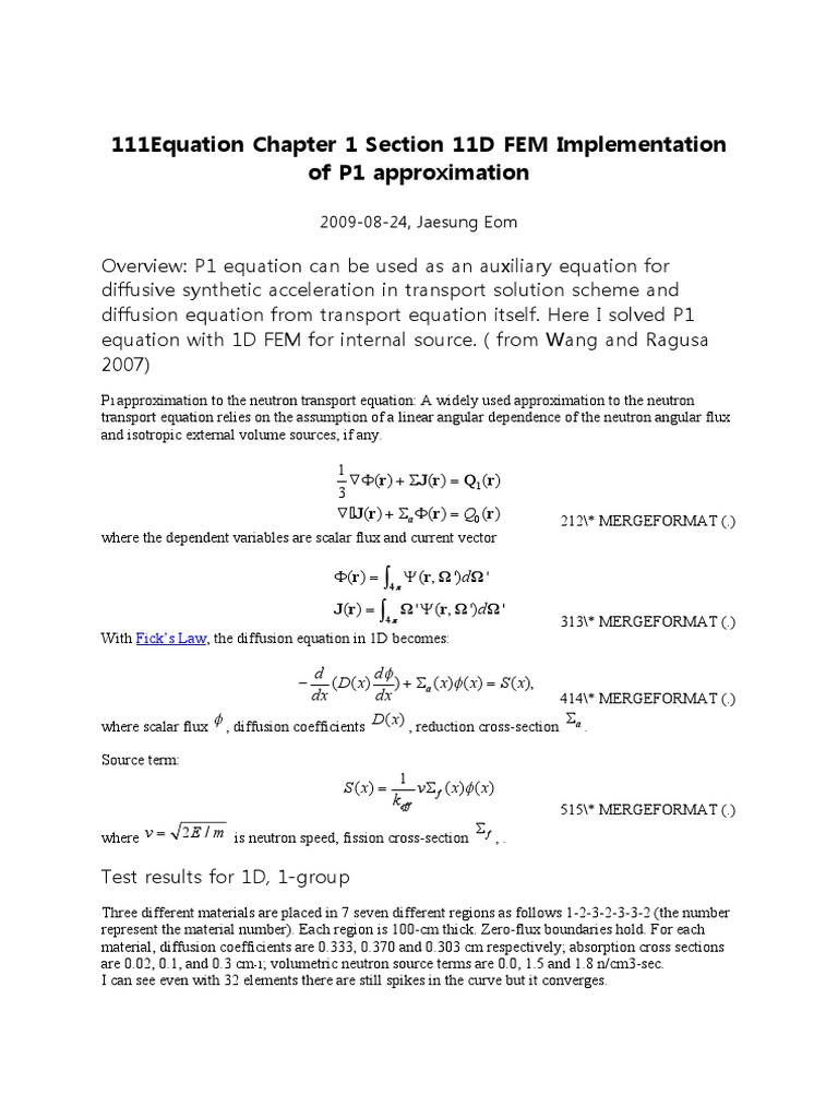 1D FEM Implementation of P1 Approximation | PDF | Continuum Mechanics ...