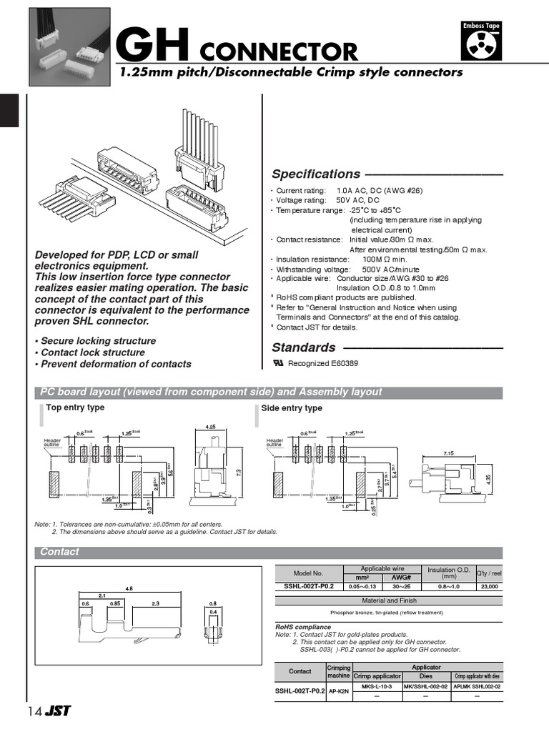 Connector: 1.25mm Pitch/disconnectable Crimp Style Connectors | PDF ...
