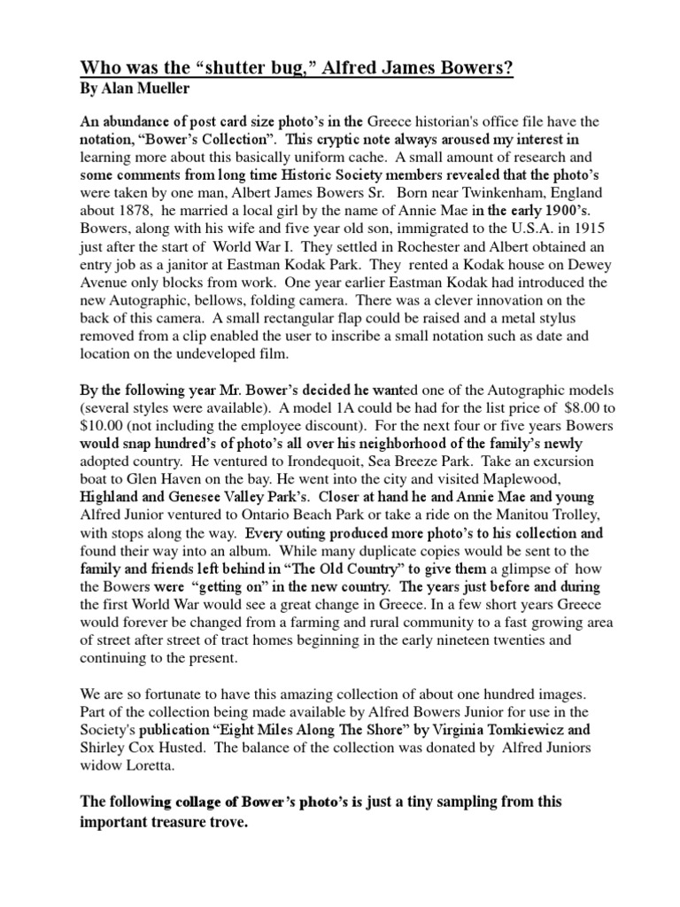Who Was The "Shutter Bug," Alfred James Bowers? by Alan Mueller | PDF ...