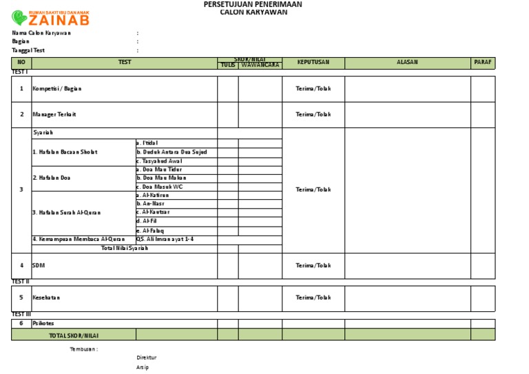 Form Interview Karyawan Baru | PDF