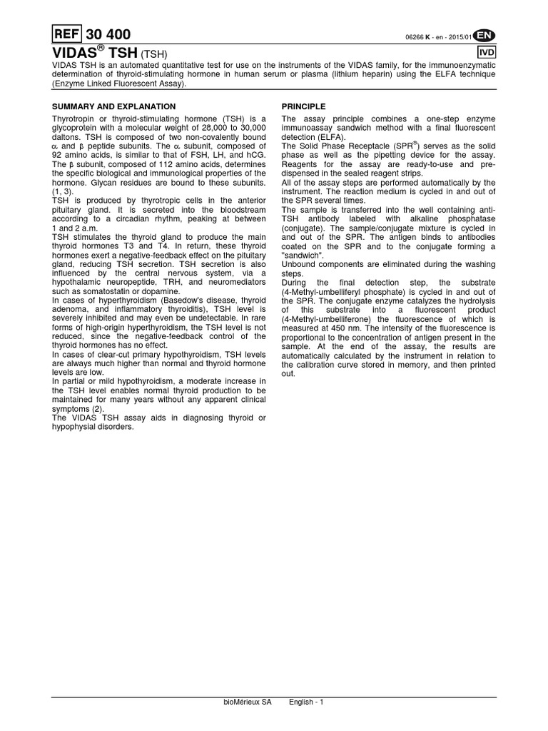 30 400 Vidas TSH: Summary and Explanation Principle | PDF | Thyroid ...