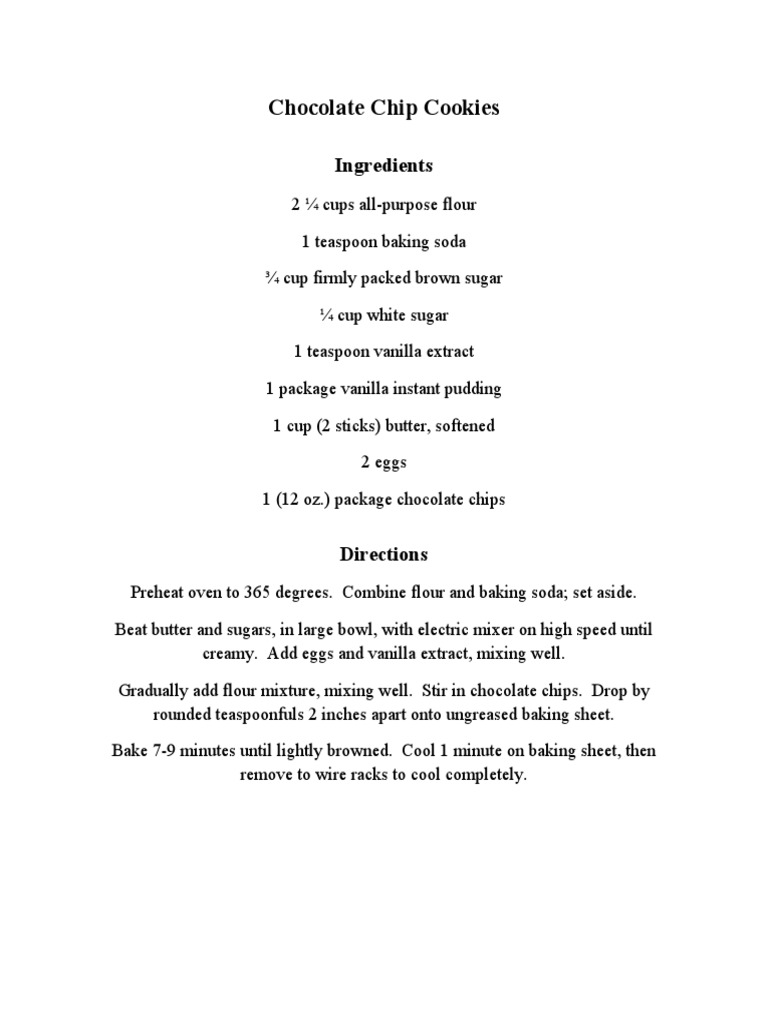 Chocolate Chip Cookies | PDF