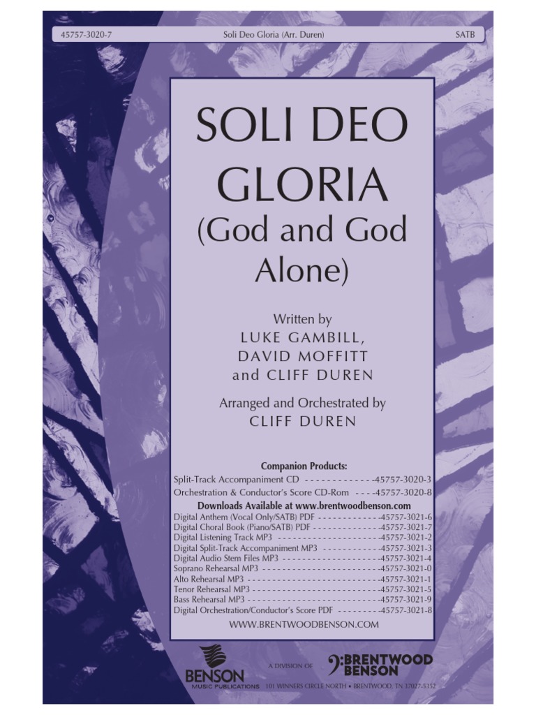 Soli Deo Gloria: (God and God Alone) | PDF | Music Performance | Vocal ...