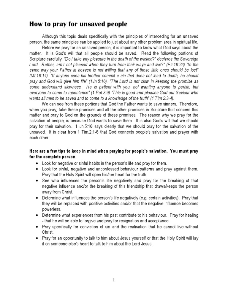 How to Pray for Unsaved People | Prayer | Salvation