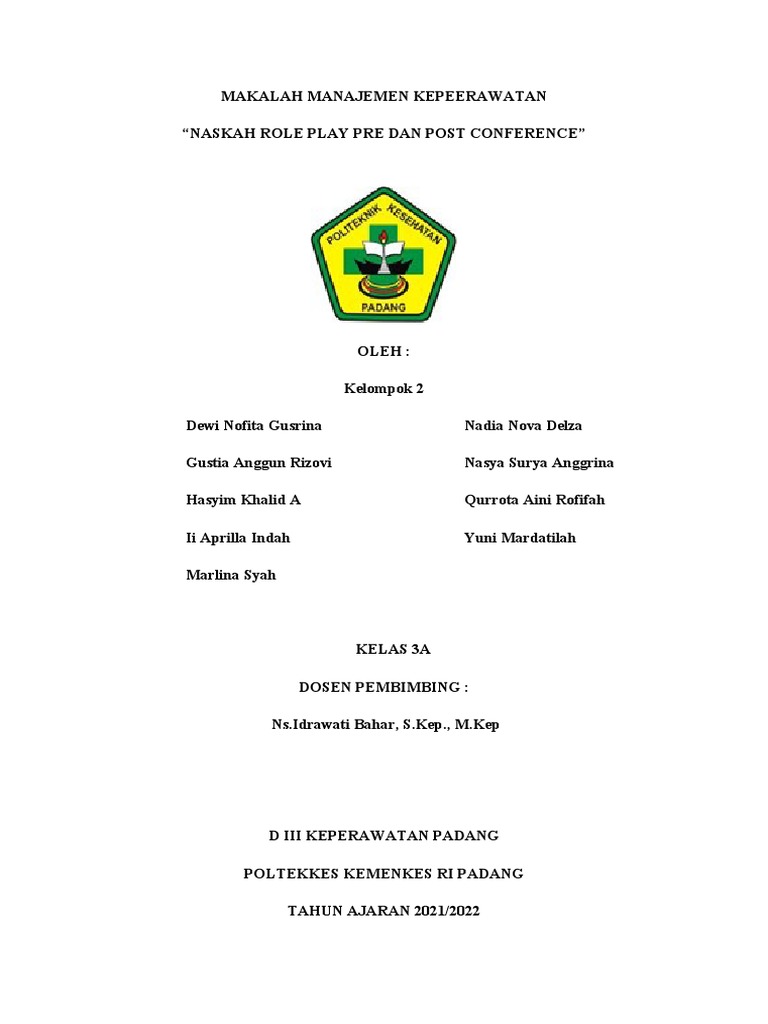 Naskah Role Play Pre Dan Post Conference Klp2 | PDF