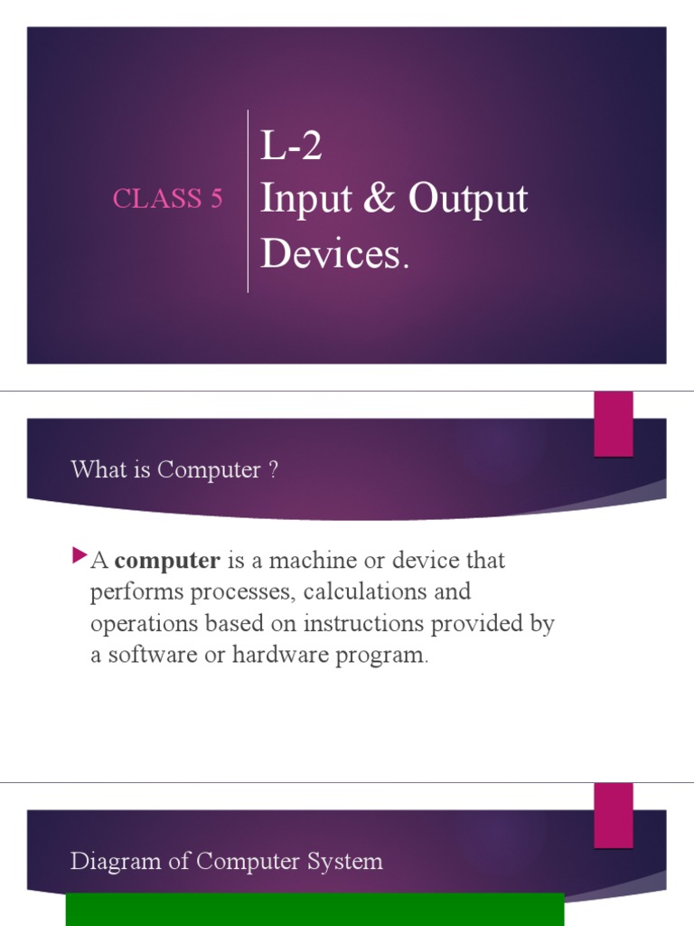 Input and Output Devices for Class 5 | PDF | Computer Monitor | Printer ...