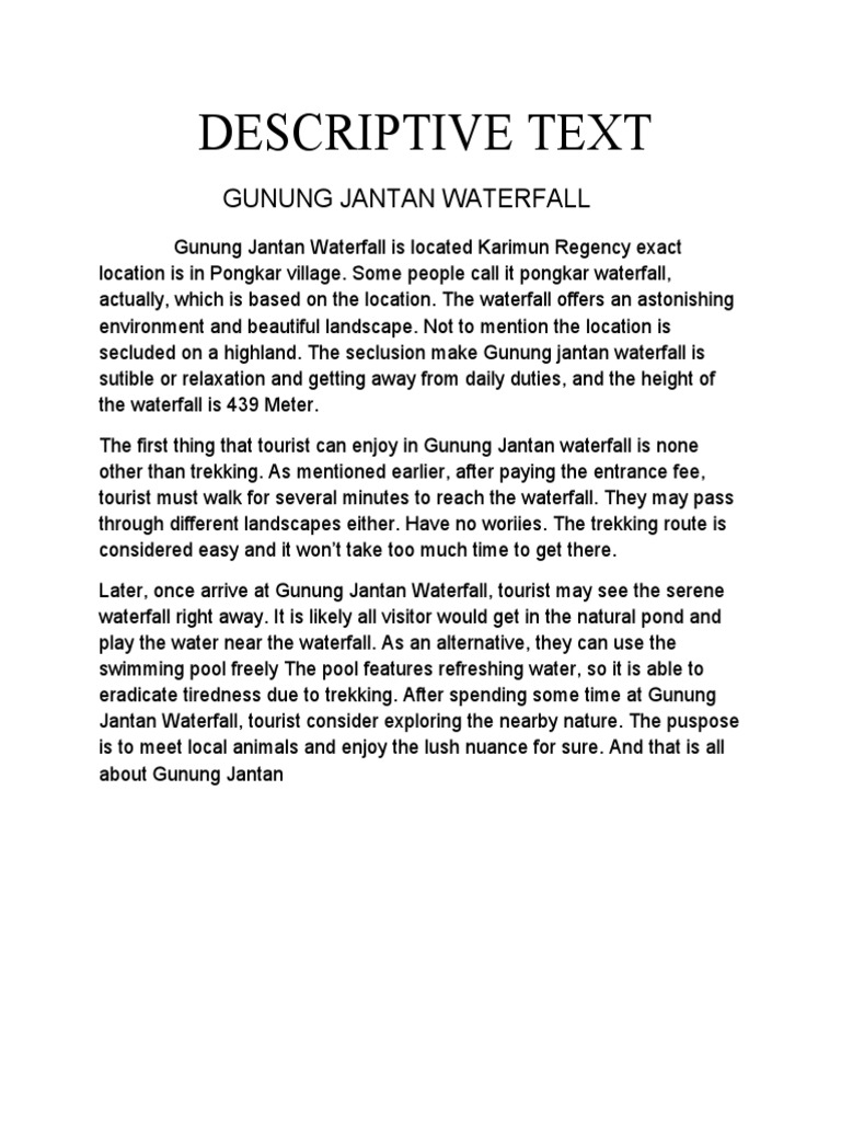 Descriptive Text: Gunung Jantan Waterfall | PDF