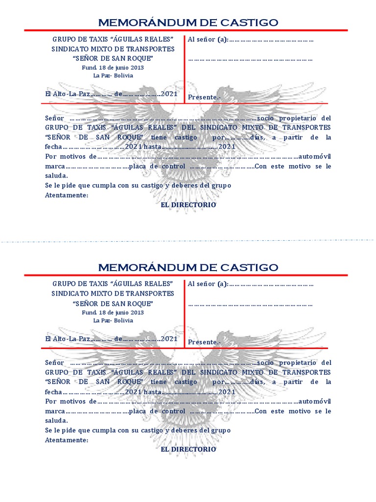 Memorándum de Castigo | PDF | Derecho