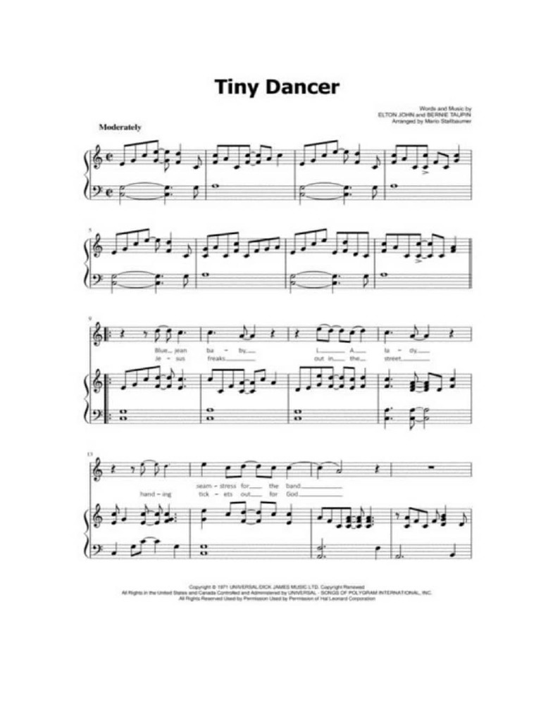 Tiny Dancer Piano Score | PDF