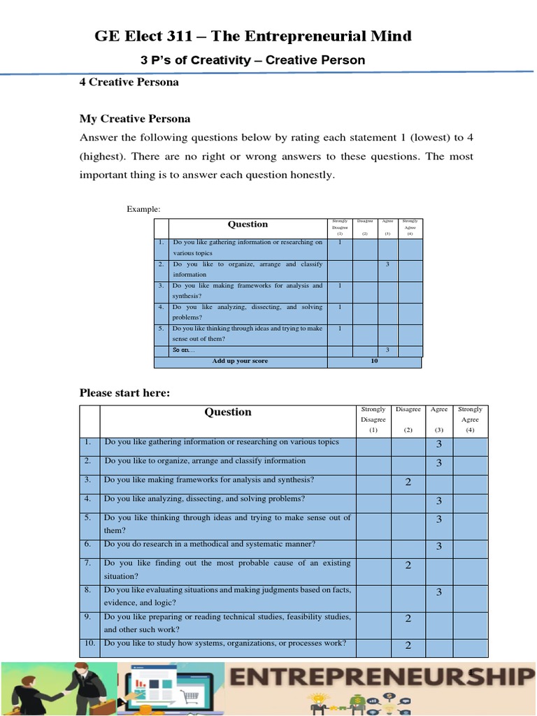 Creative Persona Self-Assessment | PDF | Creativity | Cognition