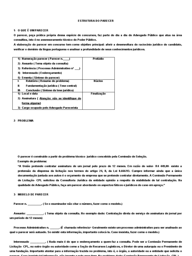 Estrutura e Modelo de Parecer Jurídico | PDF | Mercado (economia) | Governo