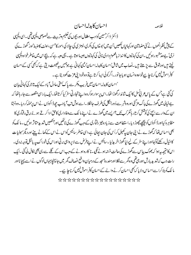 Khulasa Ehsan Ka Badla Ehsan - Inp PDF | PDF