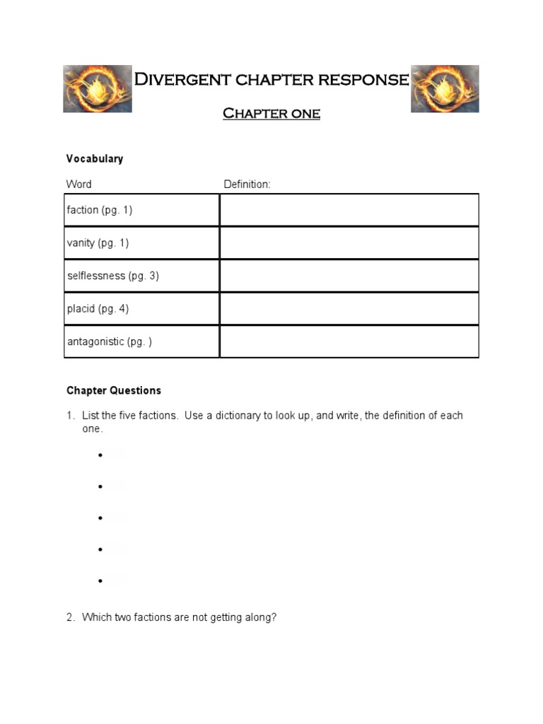 Divergent Chapter Responses | PDF | Divergent (Novel)