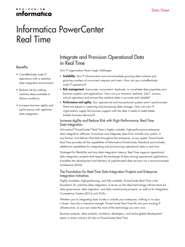 Powercenter Real Time Data Sheet 6812 | PDF | Real Time Computing ...