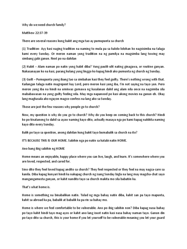 Why Do We Need Church Family Pdf