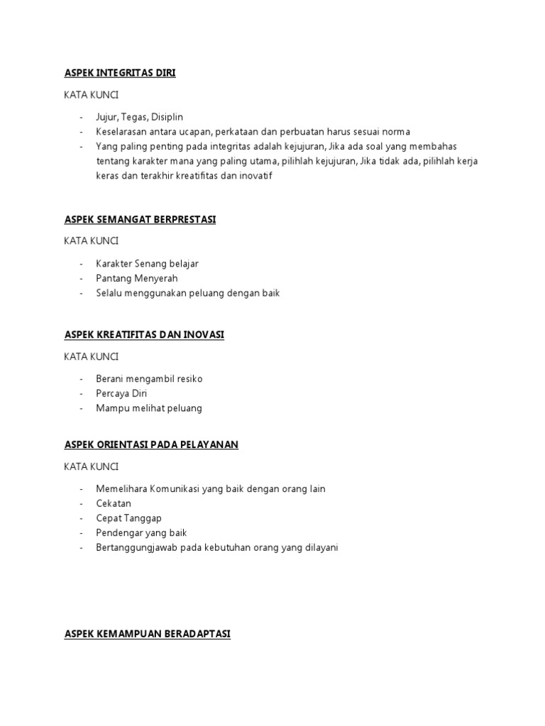Aspek Integritas Diri | PDF