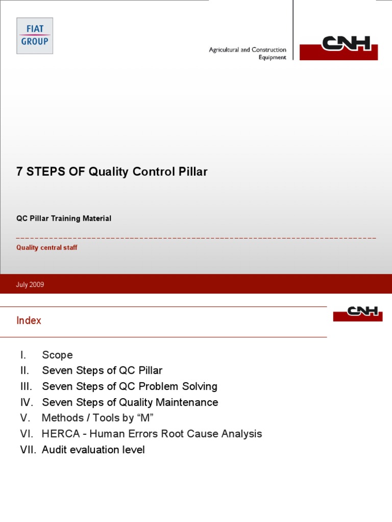 7 STEPS OF Quality Control Pillar: QC Pillar Training Material | PDF ...