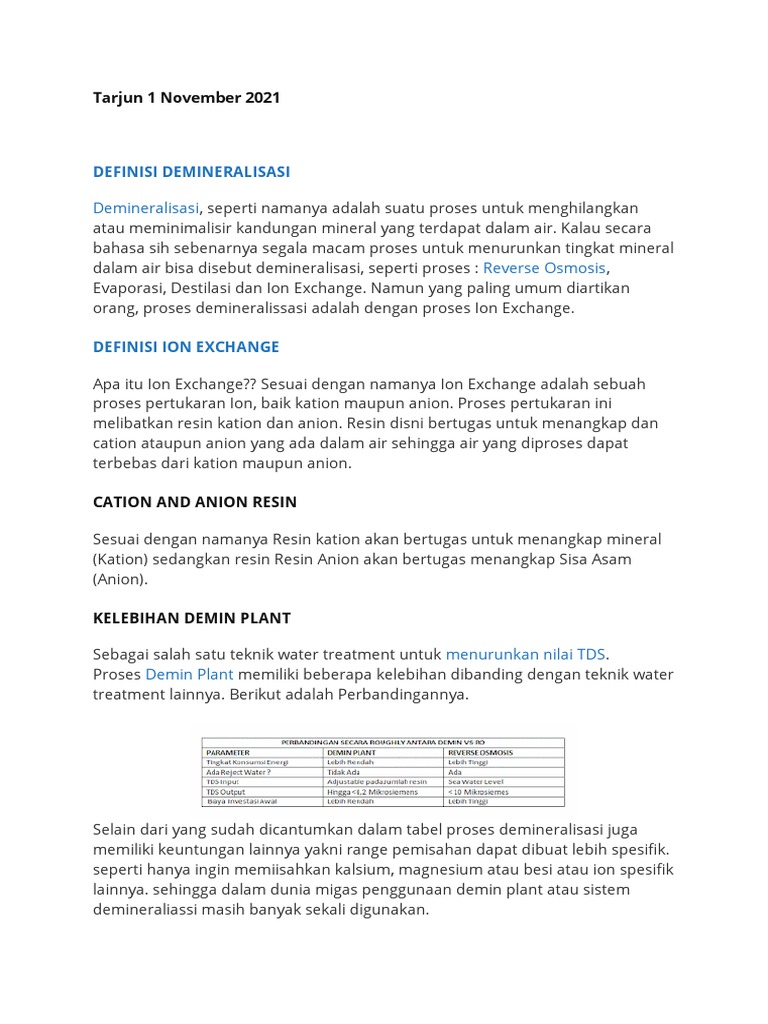 Definisi Demineralisasi DLL | PDF