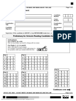 B1 Preliminary Reading Sample Answer Sheet | PDF