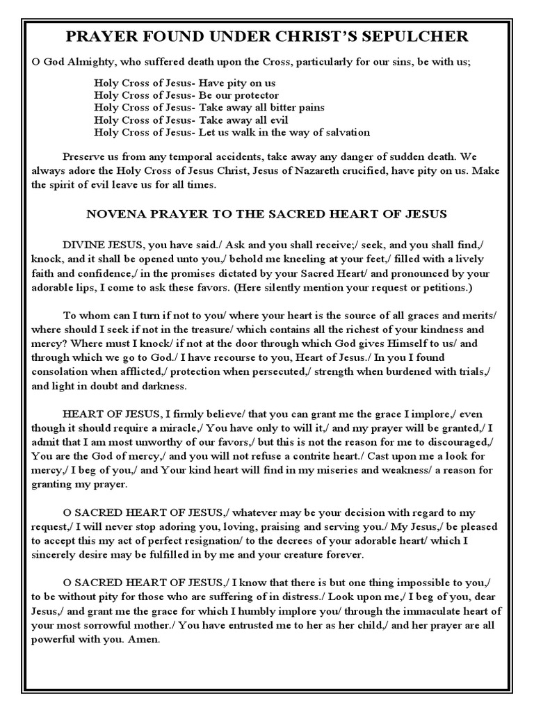 Prayer Under Christ's Sepulcher | PDF | Jesus | Grace In Christianity