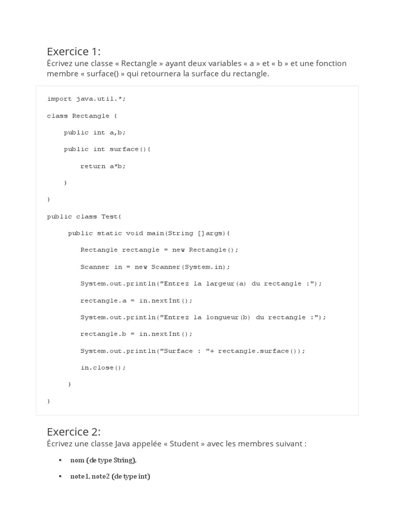 Exercice Corrige Java | PDF