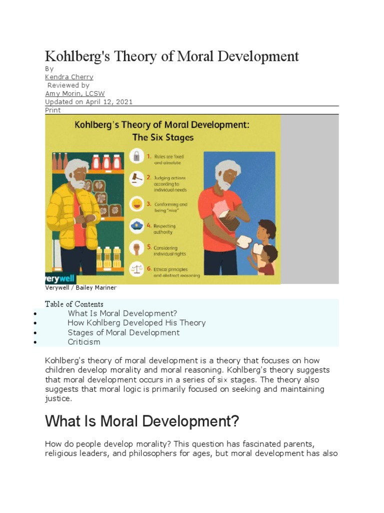 Kohlberg Moral Development Theory | PDF | Morality | Cognition