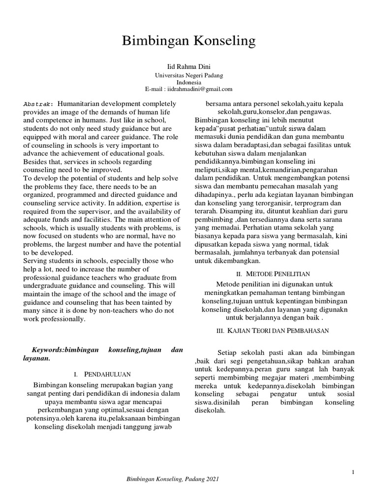 Bimbingan Konseling Sekolah | PDF