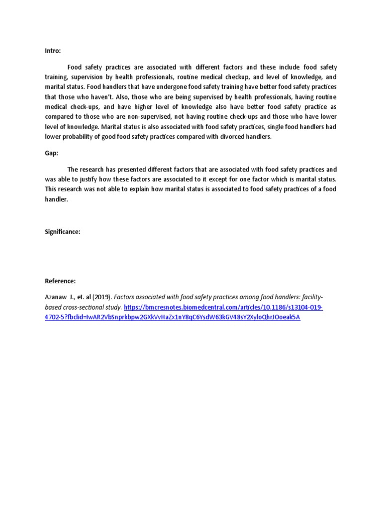 Food Safety RRL 3 | PDF